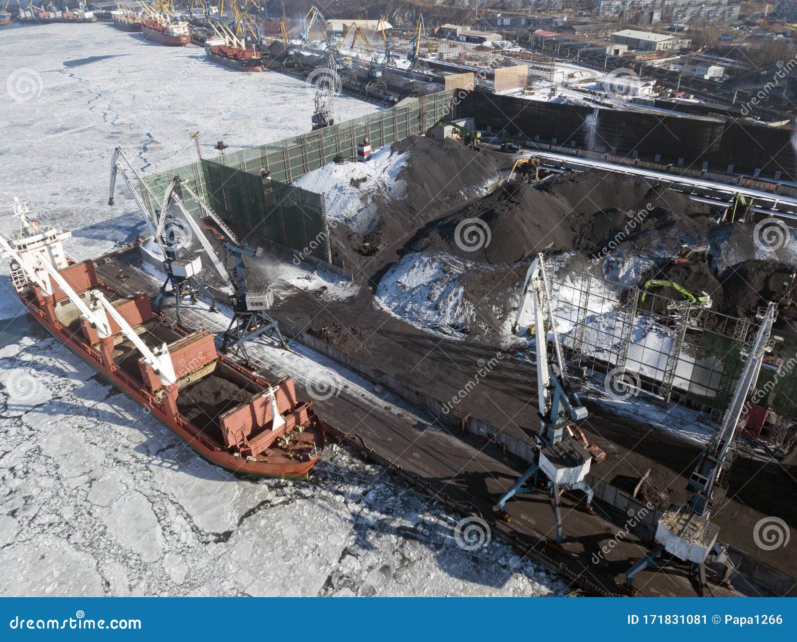 Coal Loading on a Vessel in Port Stock Image - Image of mooring, export ...