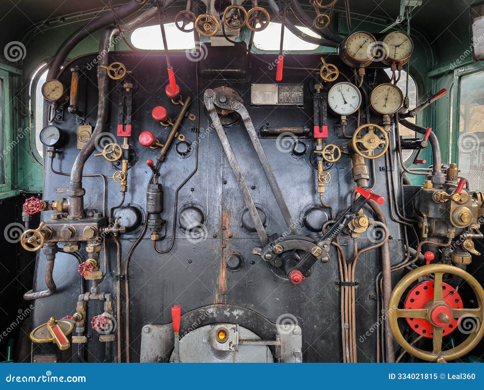 Coal Locomotive Interior with Essential Tools for Control Stock Image ...