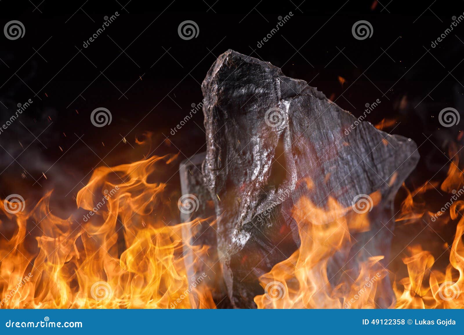 Coal Lumps with Fire Flames Stock Photo - Image of oxide, isolated ...