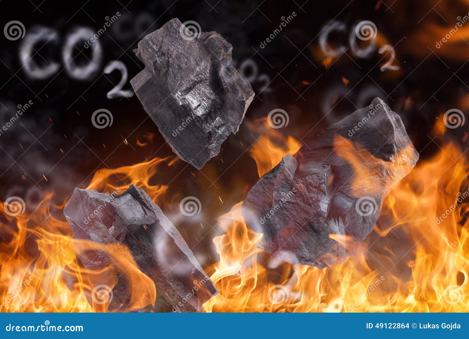 Coal Lumps with Fire Flames Stock Photo - Image of material, copy: 49122864