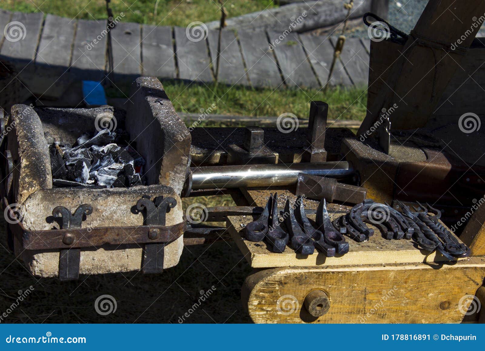 Coal, Medieval Horn and Handicrafts, Blacksmith Stock Image - Image of ...