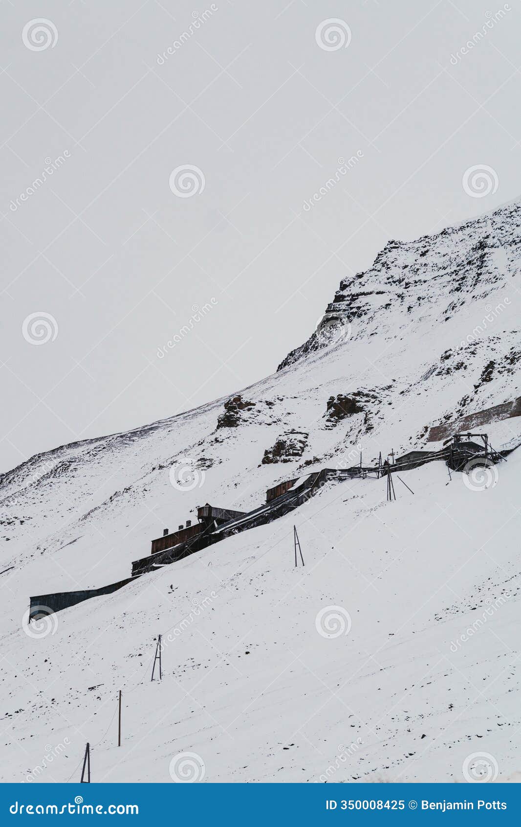 Coal Mine Abandoned in the Snow on Mountainside in Longyearbyen ...