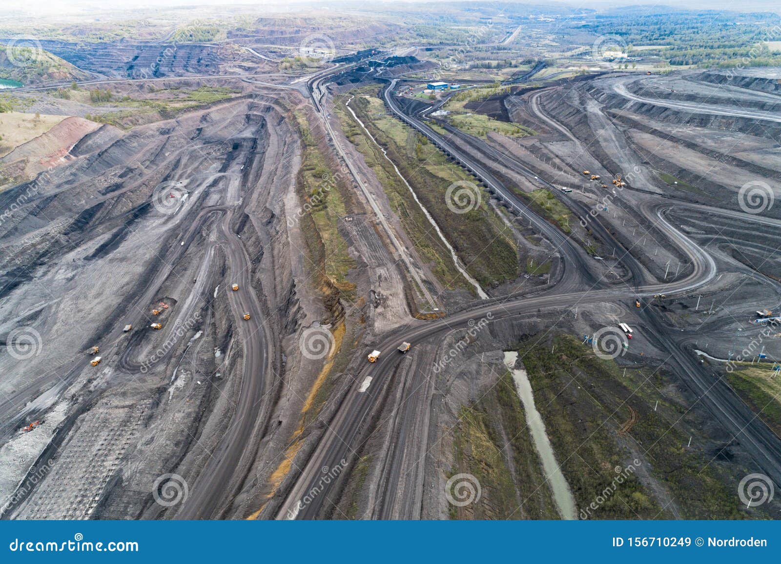 Coal mine, aerial view. stock image. Image of industry - 156710249