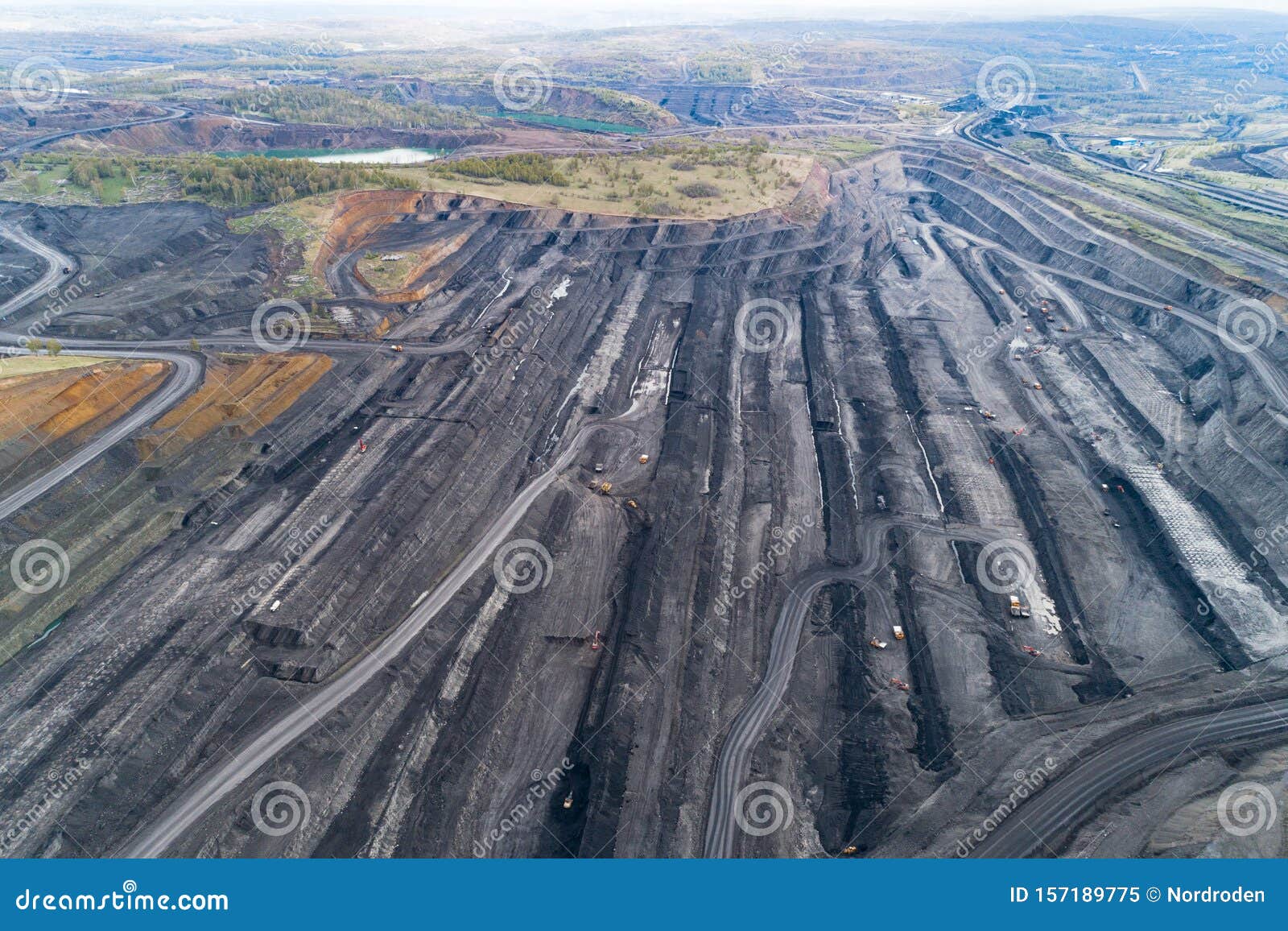Coal mine, aerial view. stock image. Image of iron, mountain - 157189775