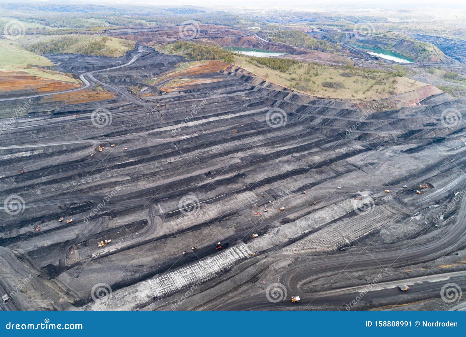 Coal mine, aerial view. stock image. Image of aerial - 158808991