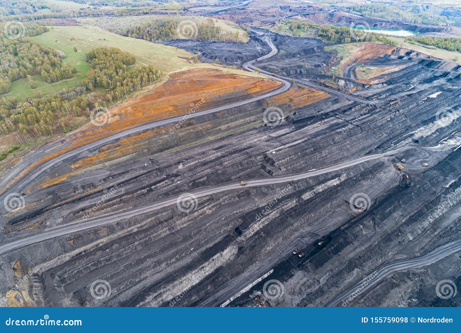 Coal mine, aerial view. stock photo. Image of heap, deforestation ...