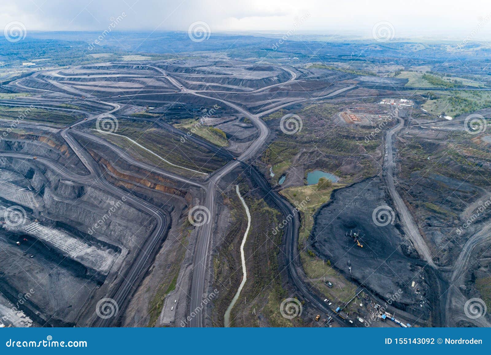 Coal mine, aerial view. stock photo. Image of protection - 155143092