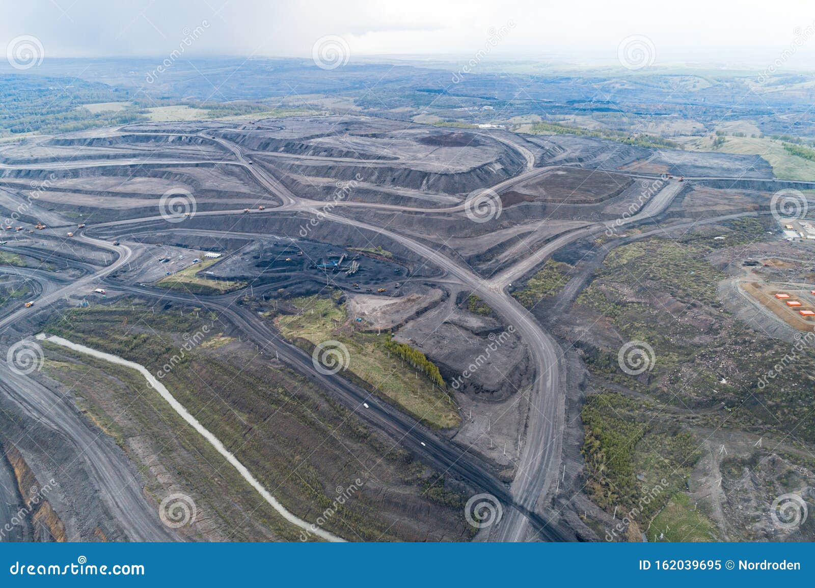 Coal mine, aerial view. stock image. Image of quarry - 162039695