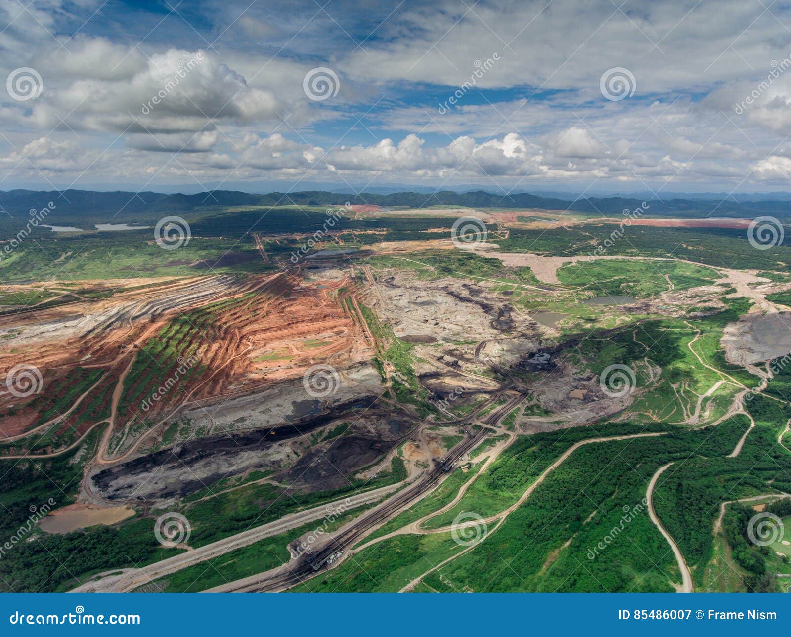 Coal Mine in Aerial View stock image. Image of plain - 85486007