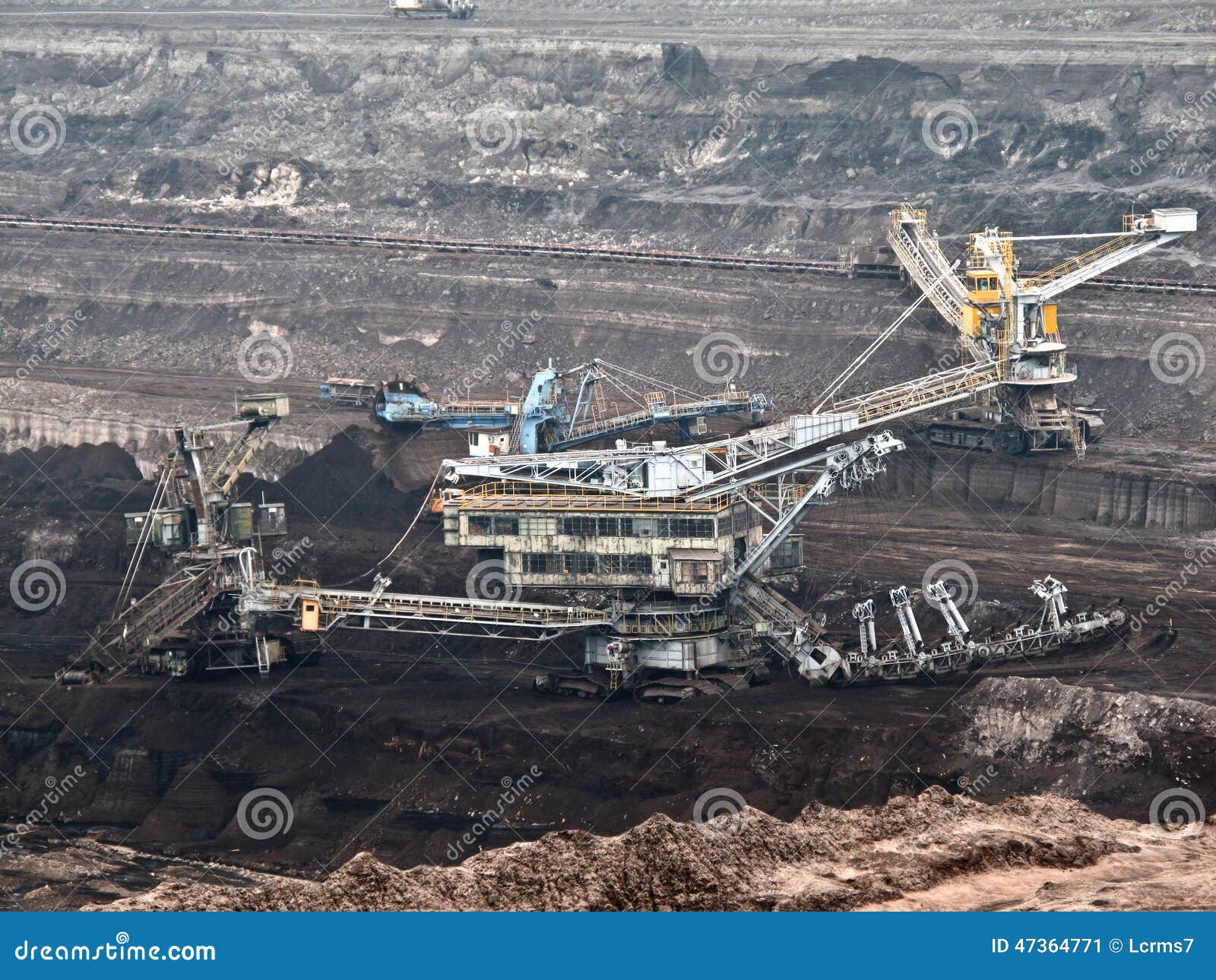 Coal Mine with a Bucket-wheel Excavator Stock Image - Image of machine ...