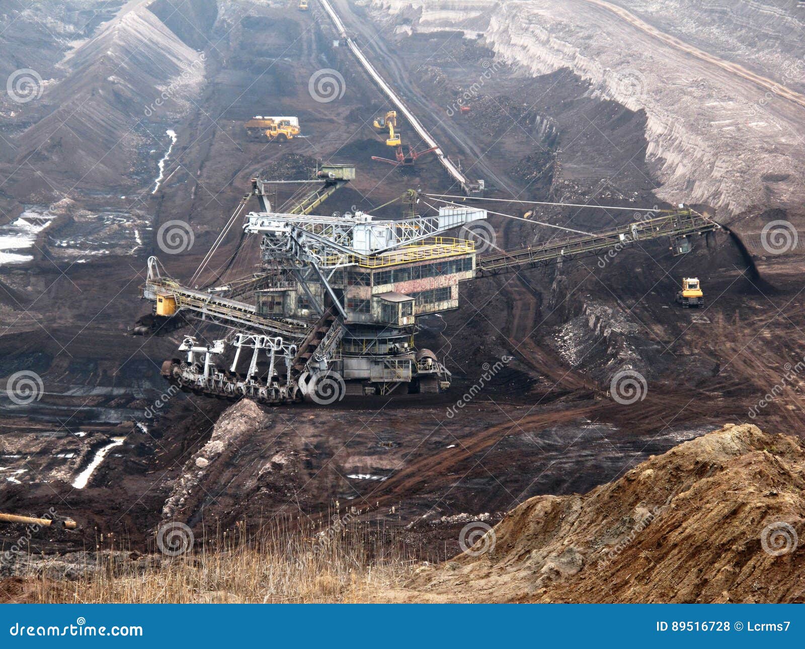 Coal Mine with Bucket Wheel Excavator Stock Photo - Image of fuel ...