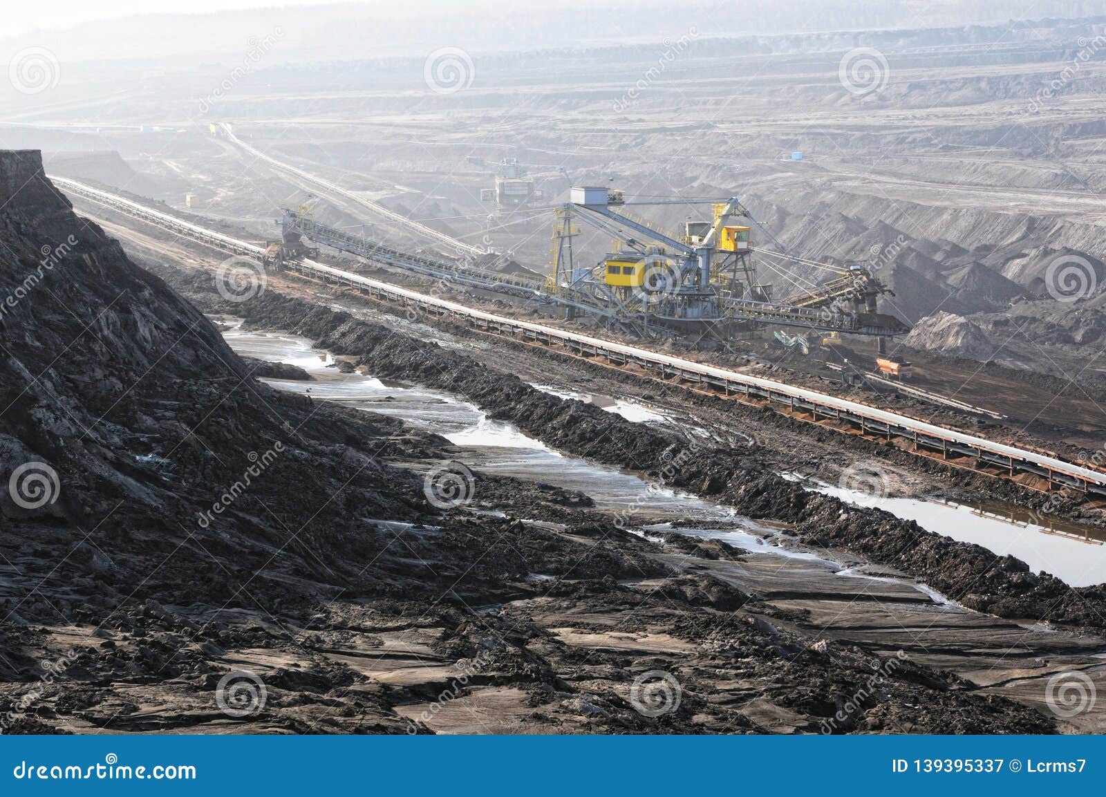 Coal Mine with Excavator Machine Stock Image - Image of excavator, fuel ...