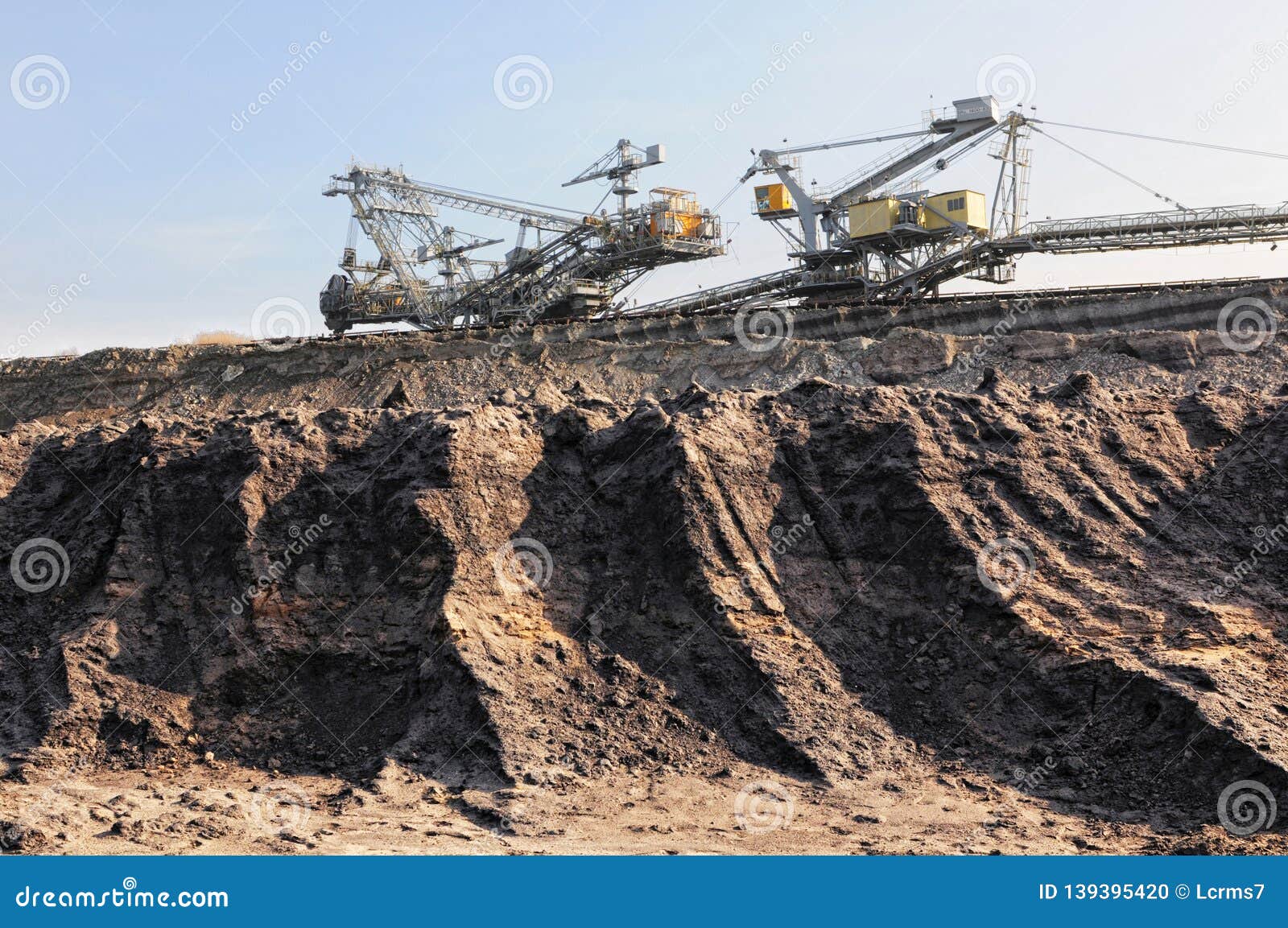 Coal Mine with Excavator Machine Stock Photo - Image of excavator, rock ...