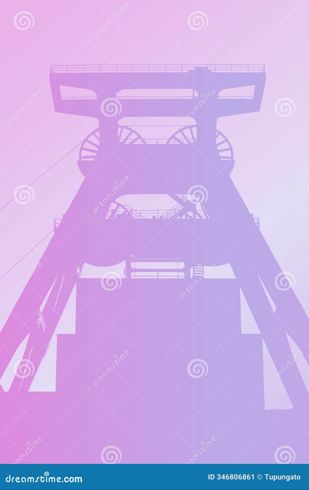 Coal Mine Headframe Poster Design Stock Vector - Illustration of pink ...