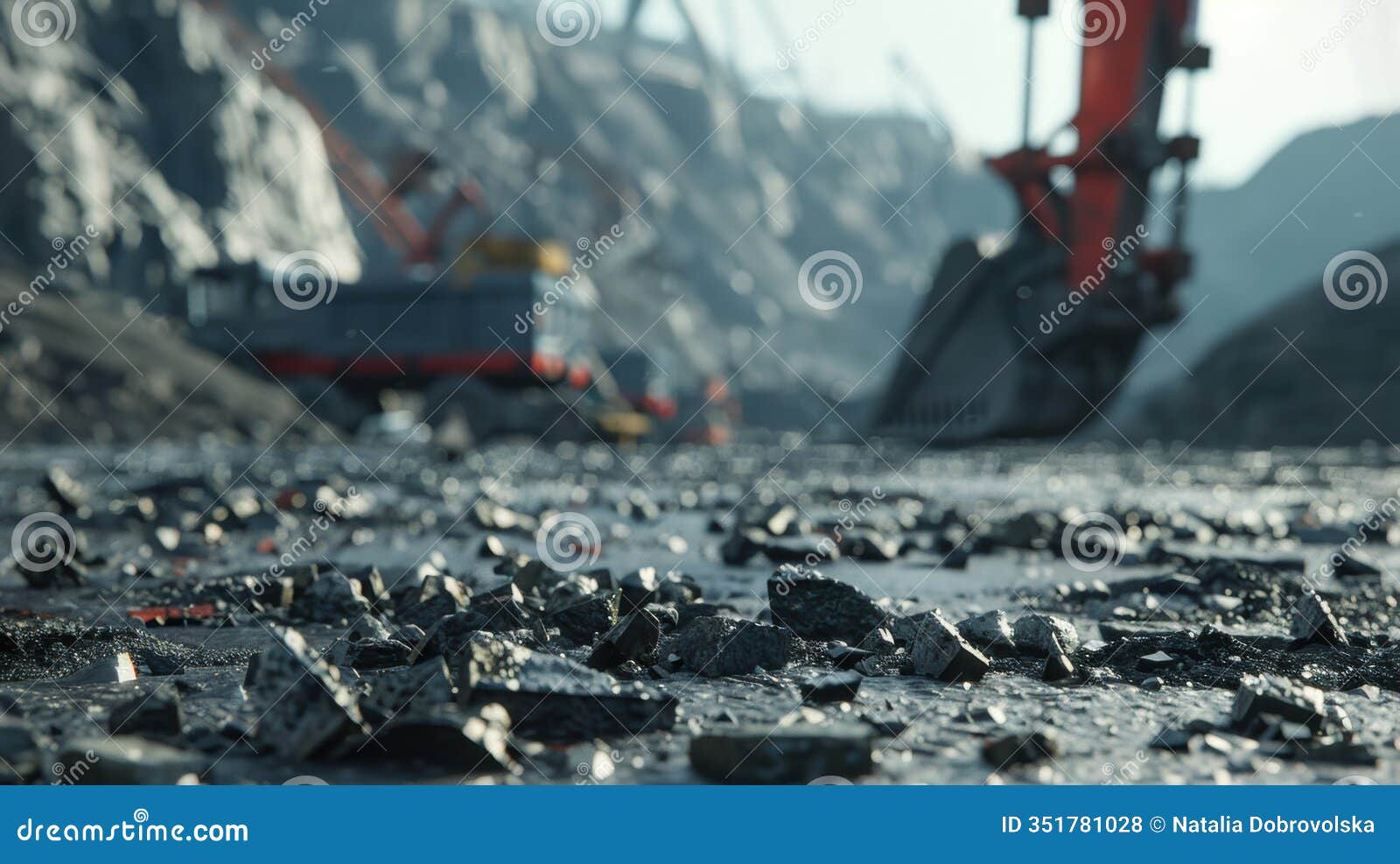 Coal Mine with Heavy Equipment and Workers Digging for Coal in an ...