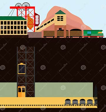 Coal Mine. Illustration of Mining in the Section. Vector Illustration ...