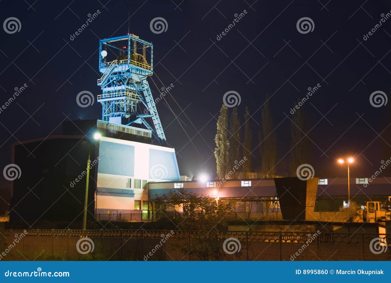Coal mine at night stock photo. Image of manufacturing - 8995860