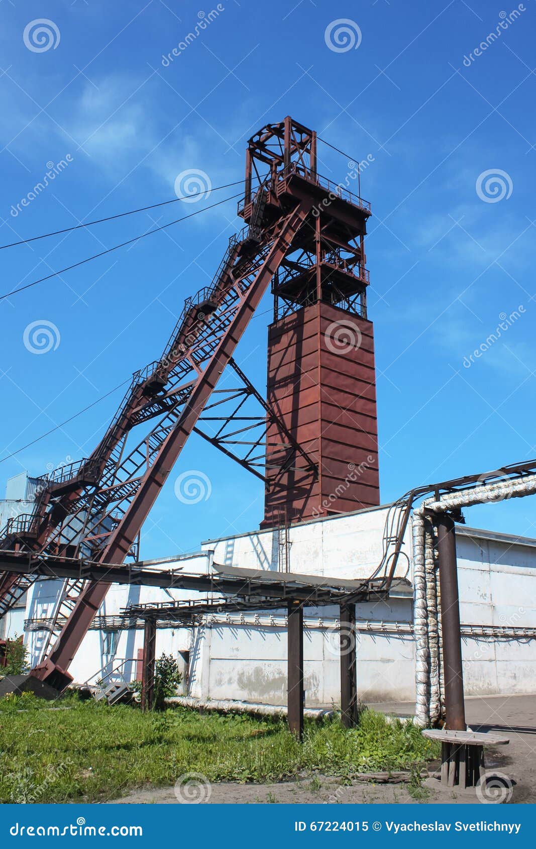 Coal Mine Tower on Blue Sky Stock Image - Image of heavy, industrial ...