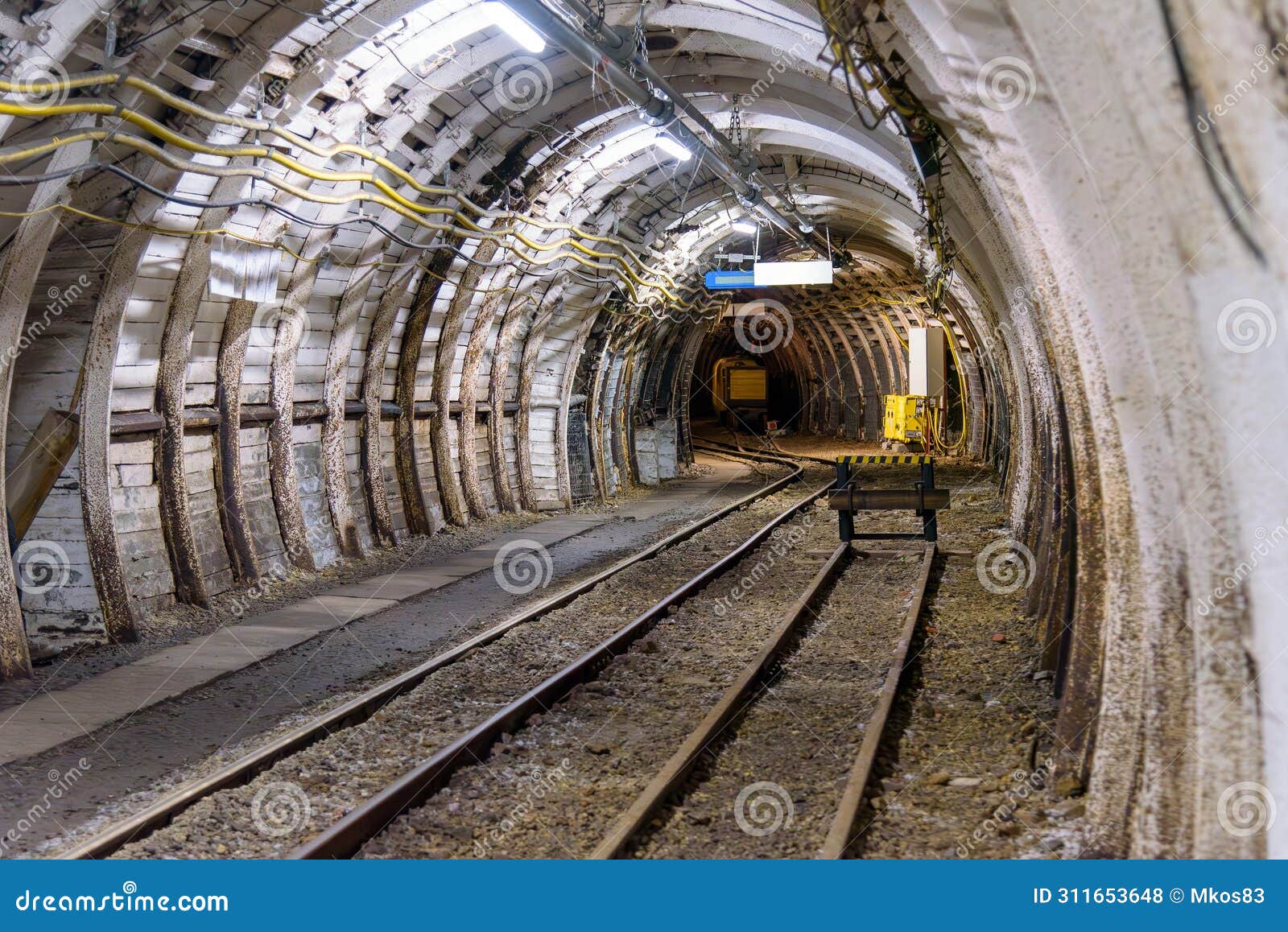 Coal Mine Tunnel with Rail Tracks Stock Photo - Image of industrial ...
