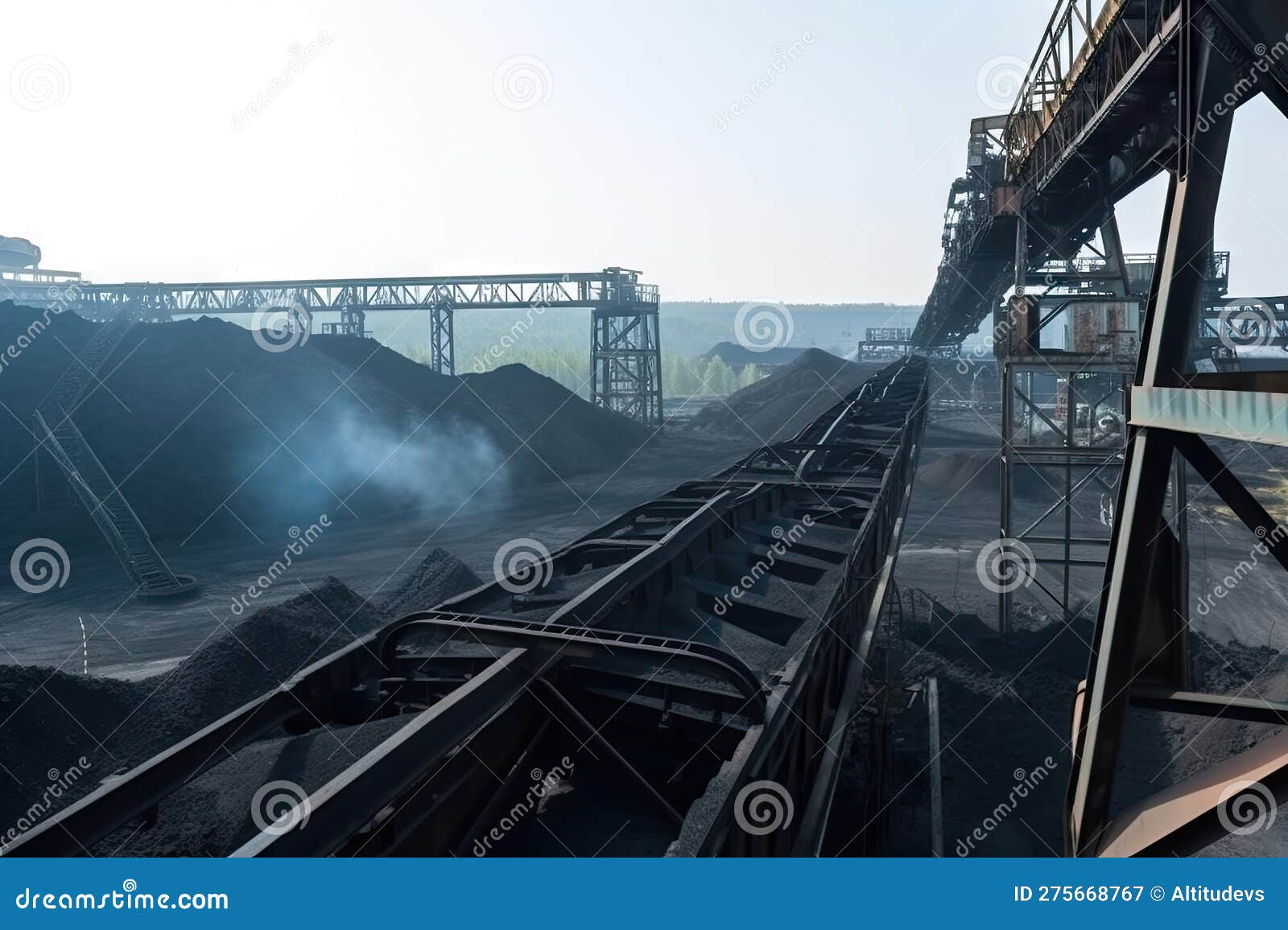 Coal Mine, with View of Conveyor Systems and Mining Equipment ...