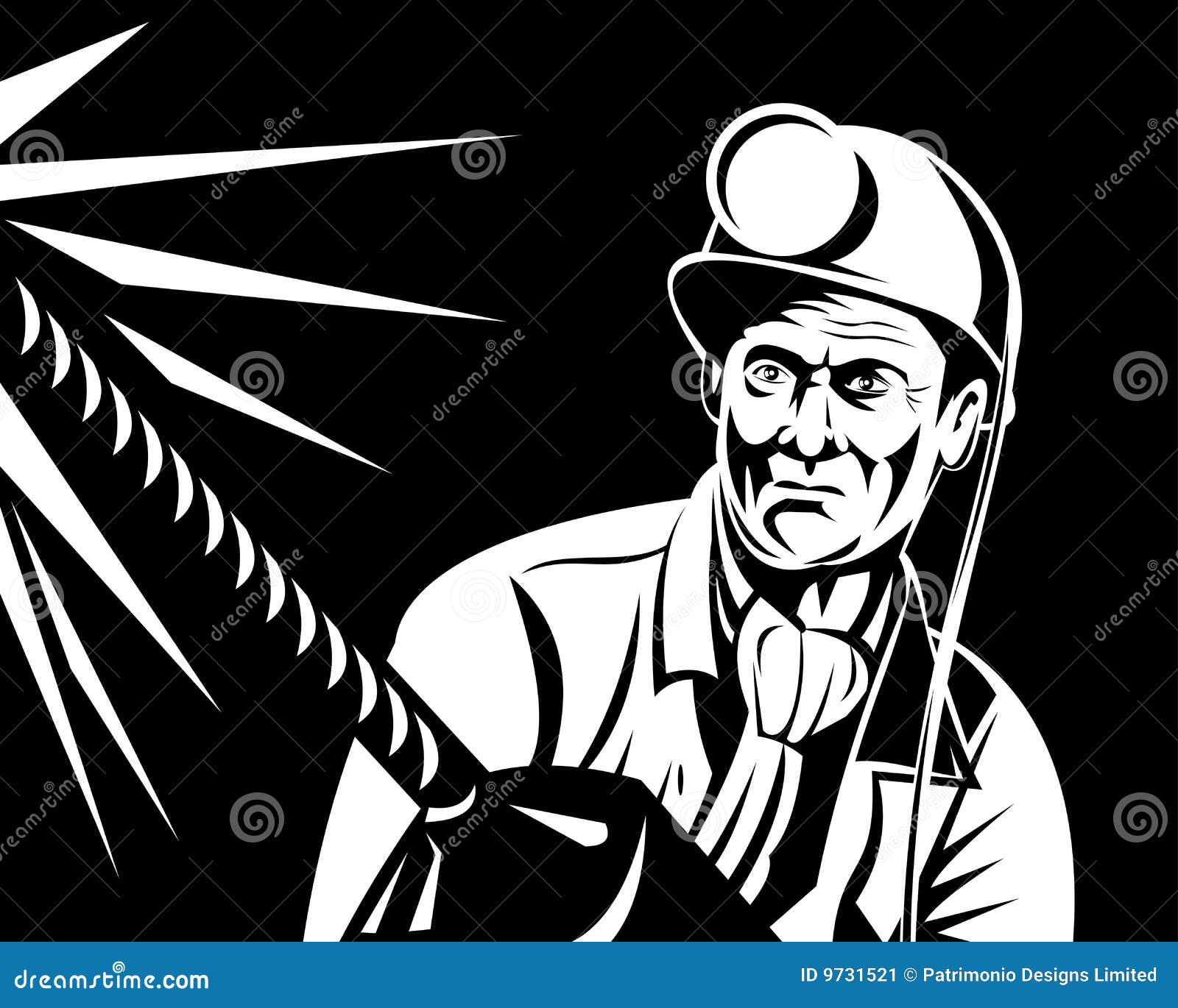 Coal Miner with drill stock vector. Illustration of laborer - 9731521