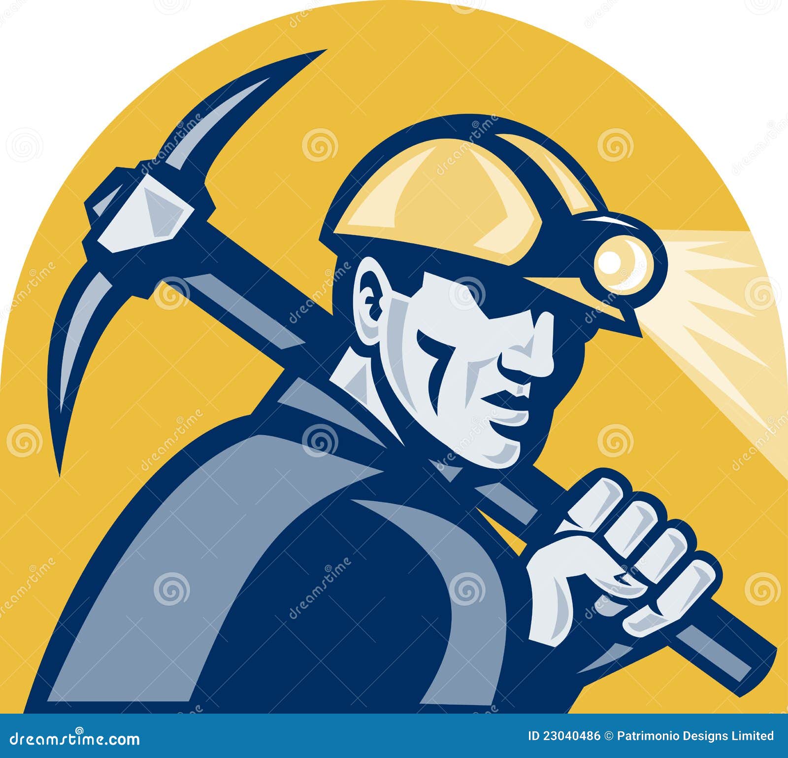 Coal Miner with Pick Axe Retro Woodcut Stock Illustration ...