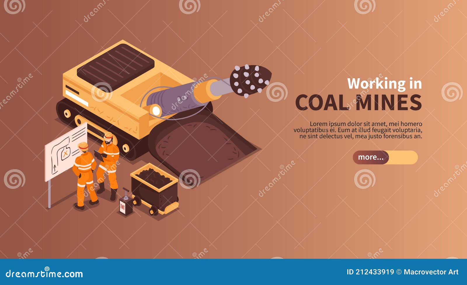Coal Mines Work Banner stock vector. Illustration of line - 212433919