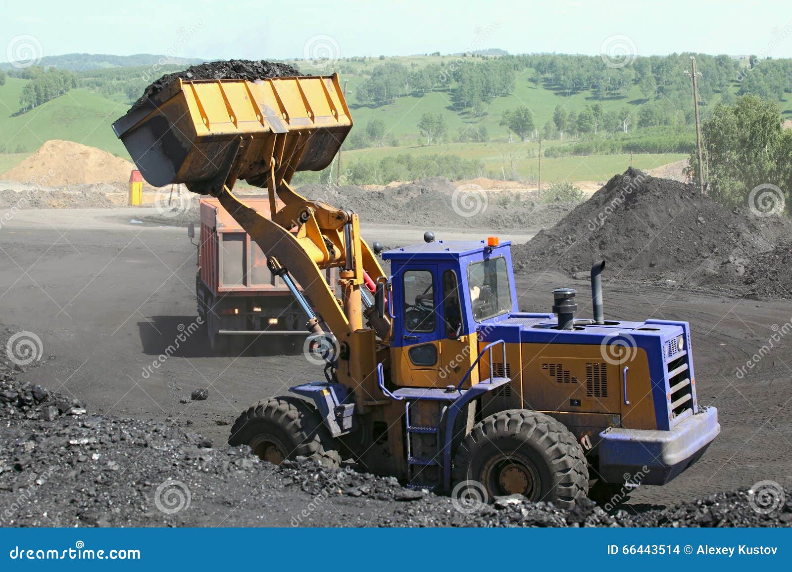 Coal mining. Coal loader. stock photo. Image of power - 66443514
