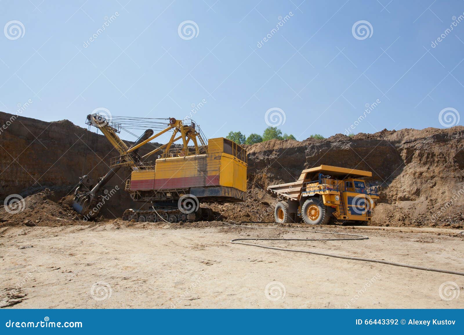 Coal Mining. the Dredge Loads the Truck Ground. Stock Photo - Image of ...