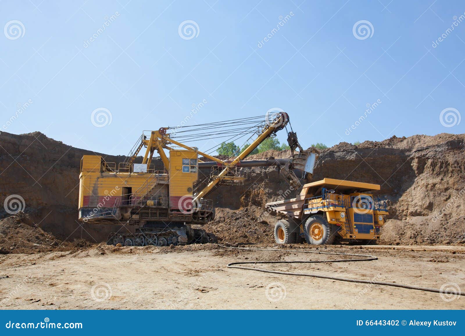 Coal Mining. the Dredge Loads the Truck Ground. Stock Photo - Image of ...