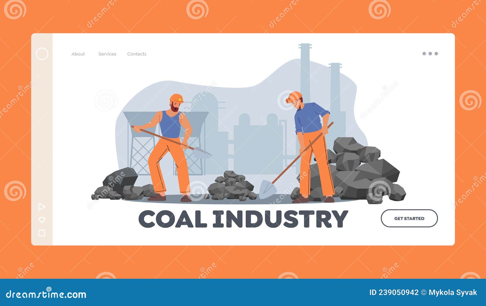Coal Mining, Extraction Industry Concept Landing Page Template. Male ... Coal Mining, Extraction Industry Concept Landing Page Template. Male ...