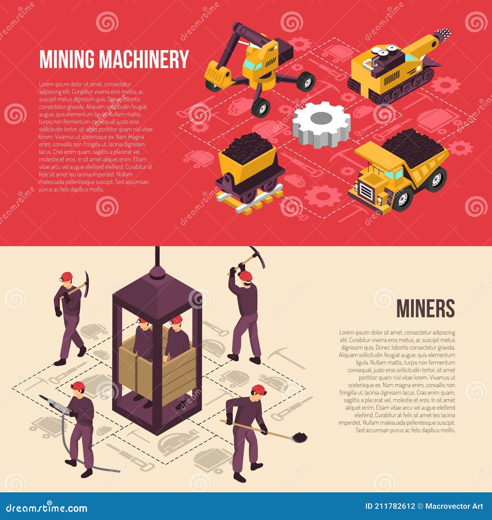 Coal Mining 2 Horizontal Banners Stock Vector - Illustration of ...