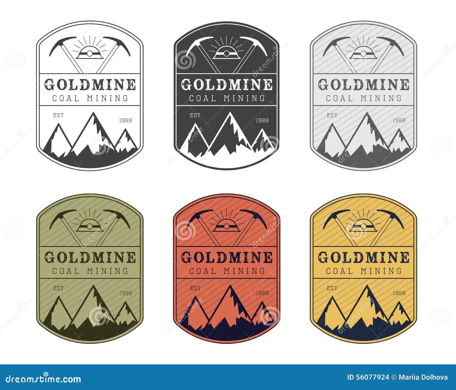 Coal Mining Logo Badge In Vintage Style. Different Colors. Vector ...
