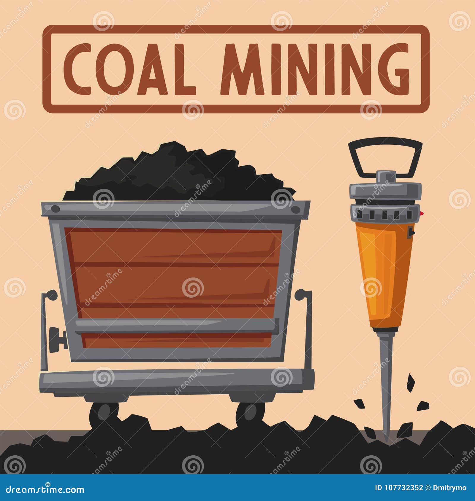Coal Mining. Miner Character And Tools. Cartoon Vector Illustration ... Coal Mining. Miner Character And Tools. Cartoon Vector Illustration ...