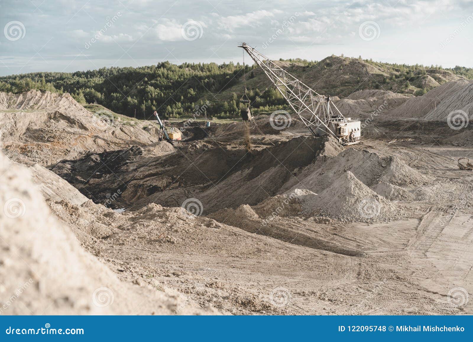 Coal mining at an open pit stock photo. Image of pile - 122095748
