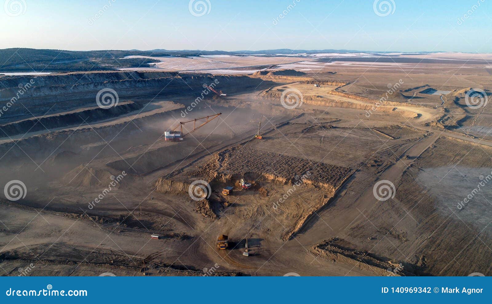 Coal mining in open pit stock photo. Image of mineral - 140969342