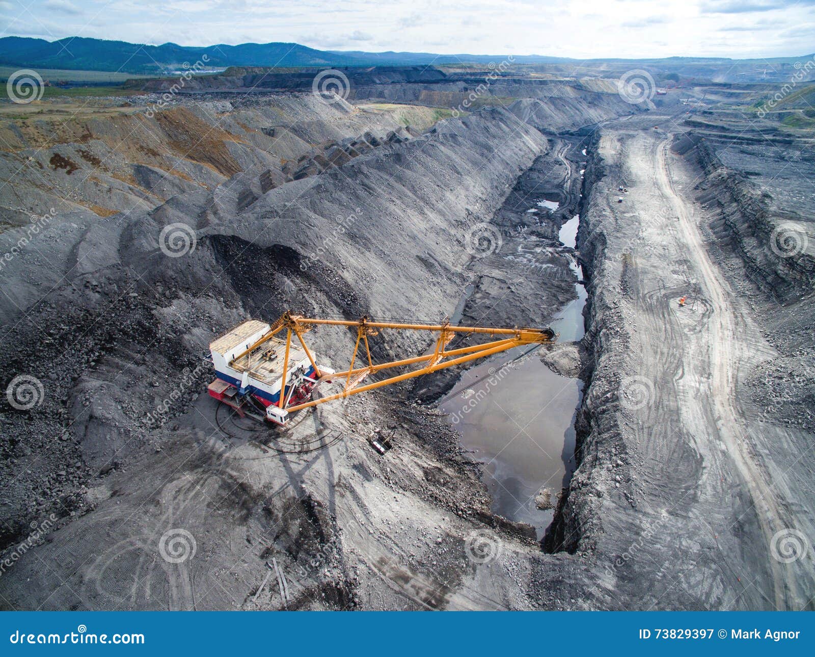 Coal mining in open pit stock image. Image of carrier - 73829397
