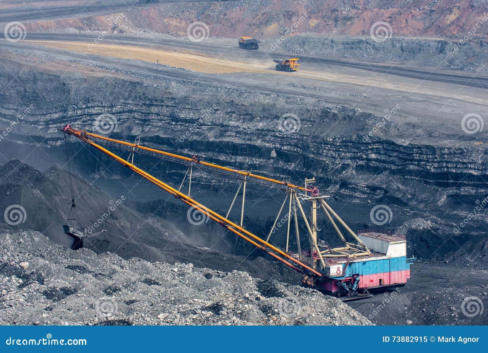 Coal mining in open pit stock image. Image of geology - 73882915