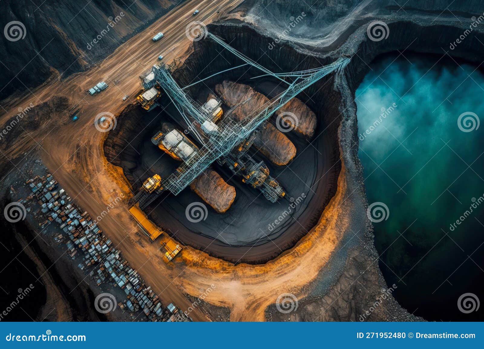 Coal Mining an Open Pit Extractive Industry, Aerial Drone Top View ...