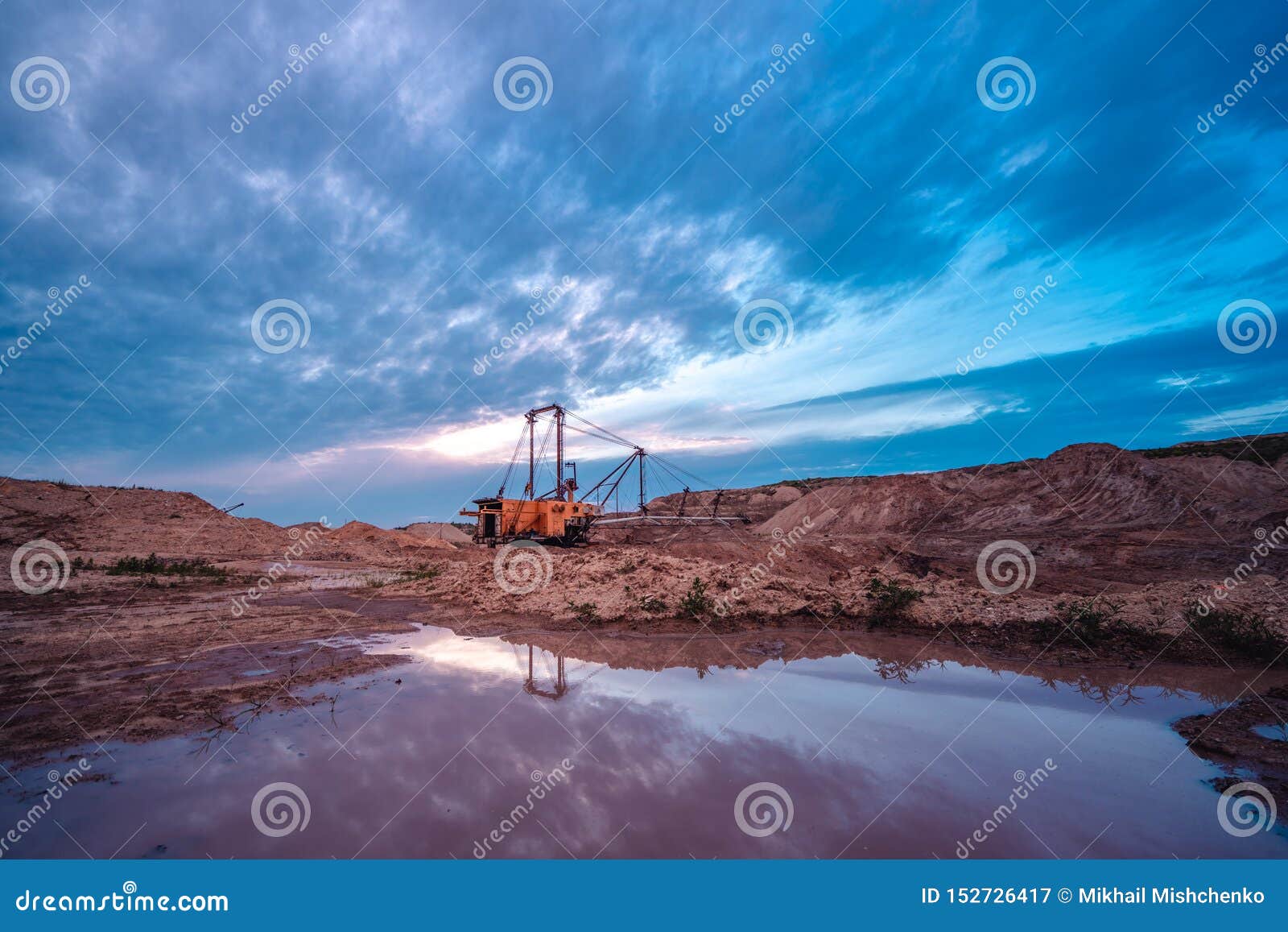 Coal Mining at an Open Pit at Sunset Stock Image - Image of people ...