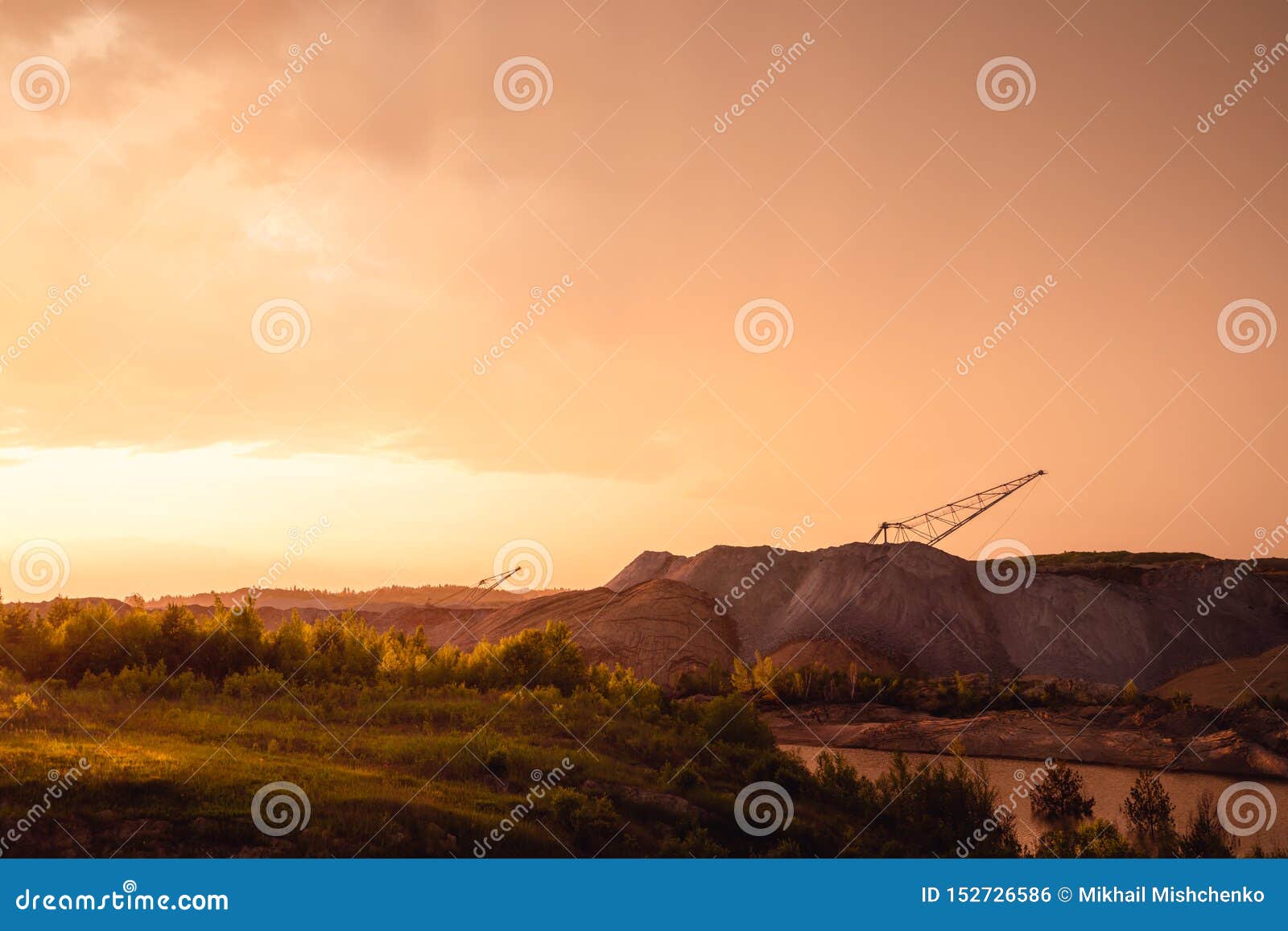Coal Mining at an Open Pit at Sunset Stock Photo - Image of sunset ...