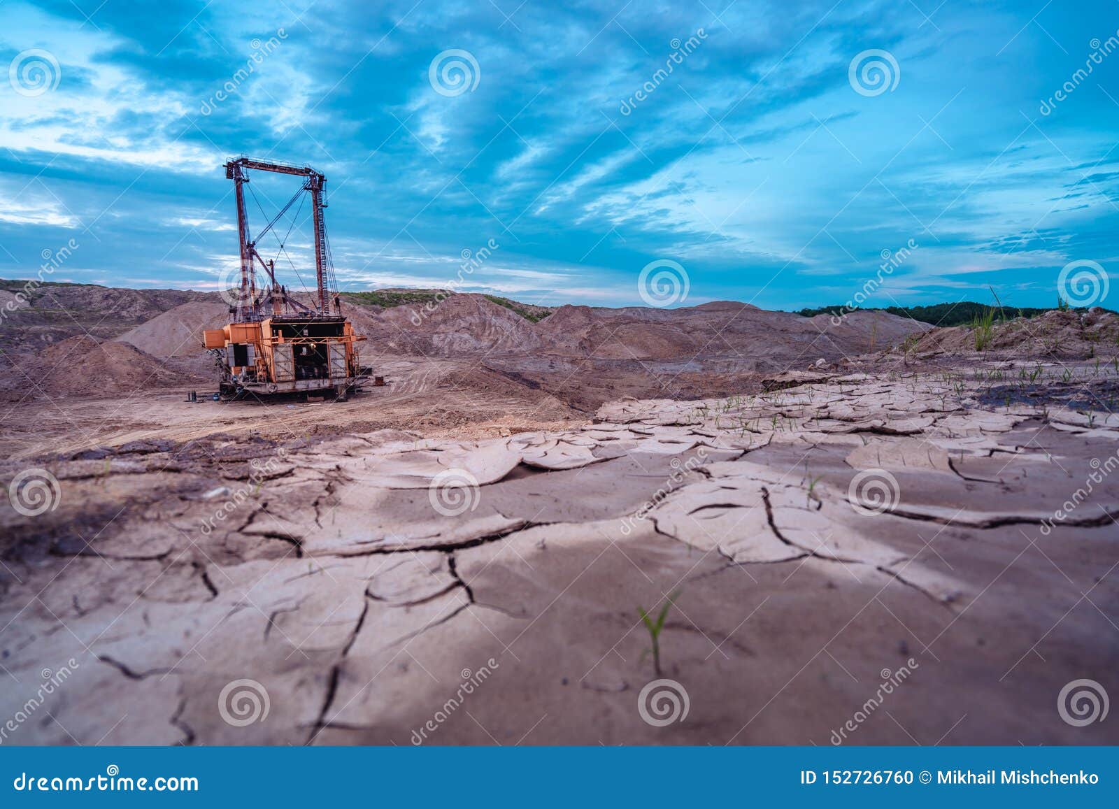 Coal Mining at an Open Pit at Sunset Stock Photo - Image of industry ...