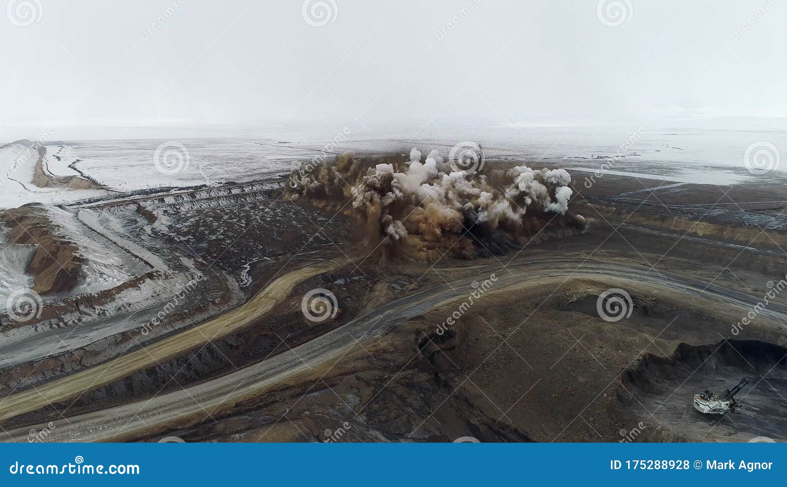 Coal Mining Open Pit Winter Explosion Equipment Stock Footage - Video ...
