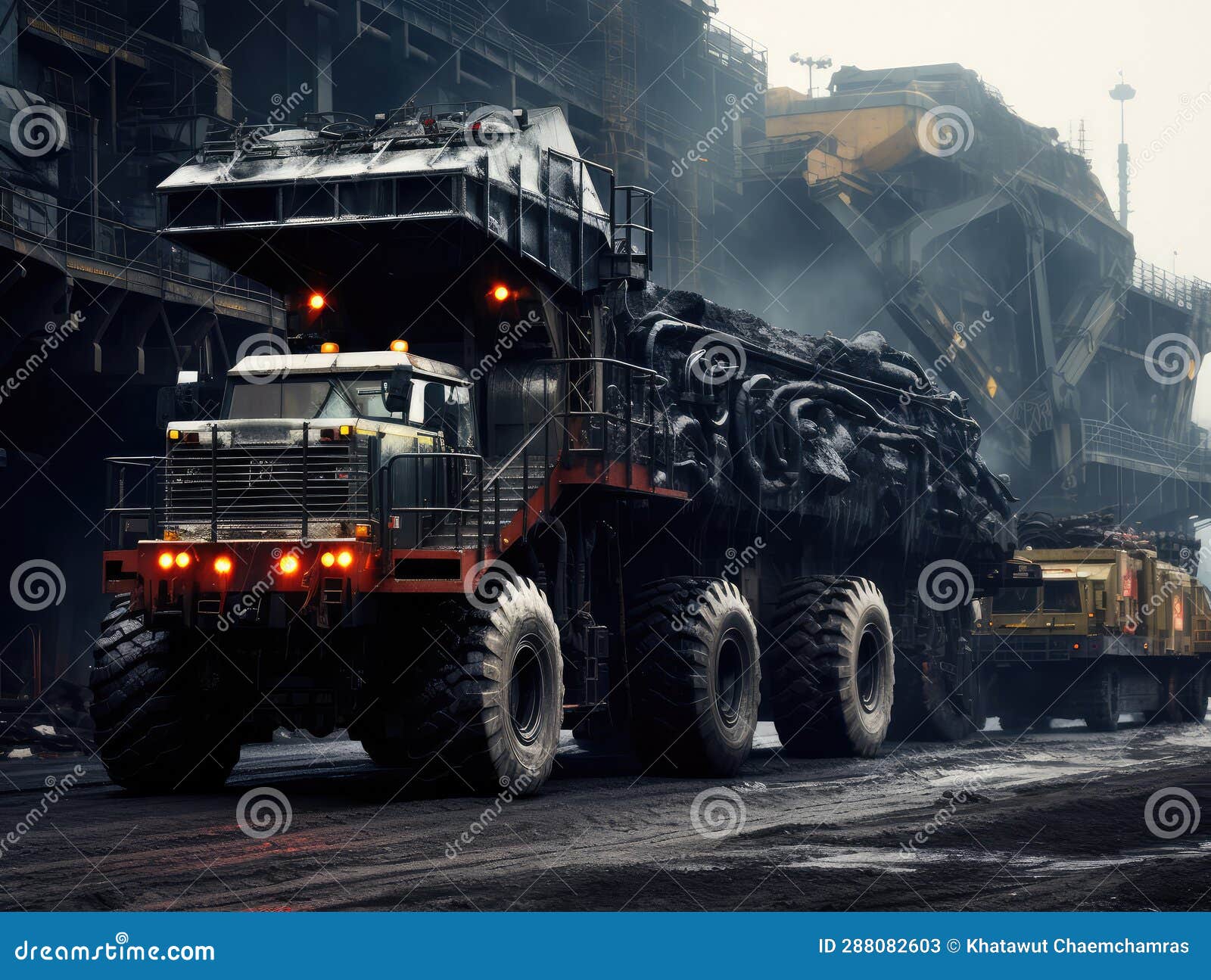 Coal Mining Operations: Heavy Machinery at Work Site, Facilitating ...