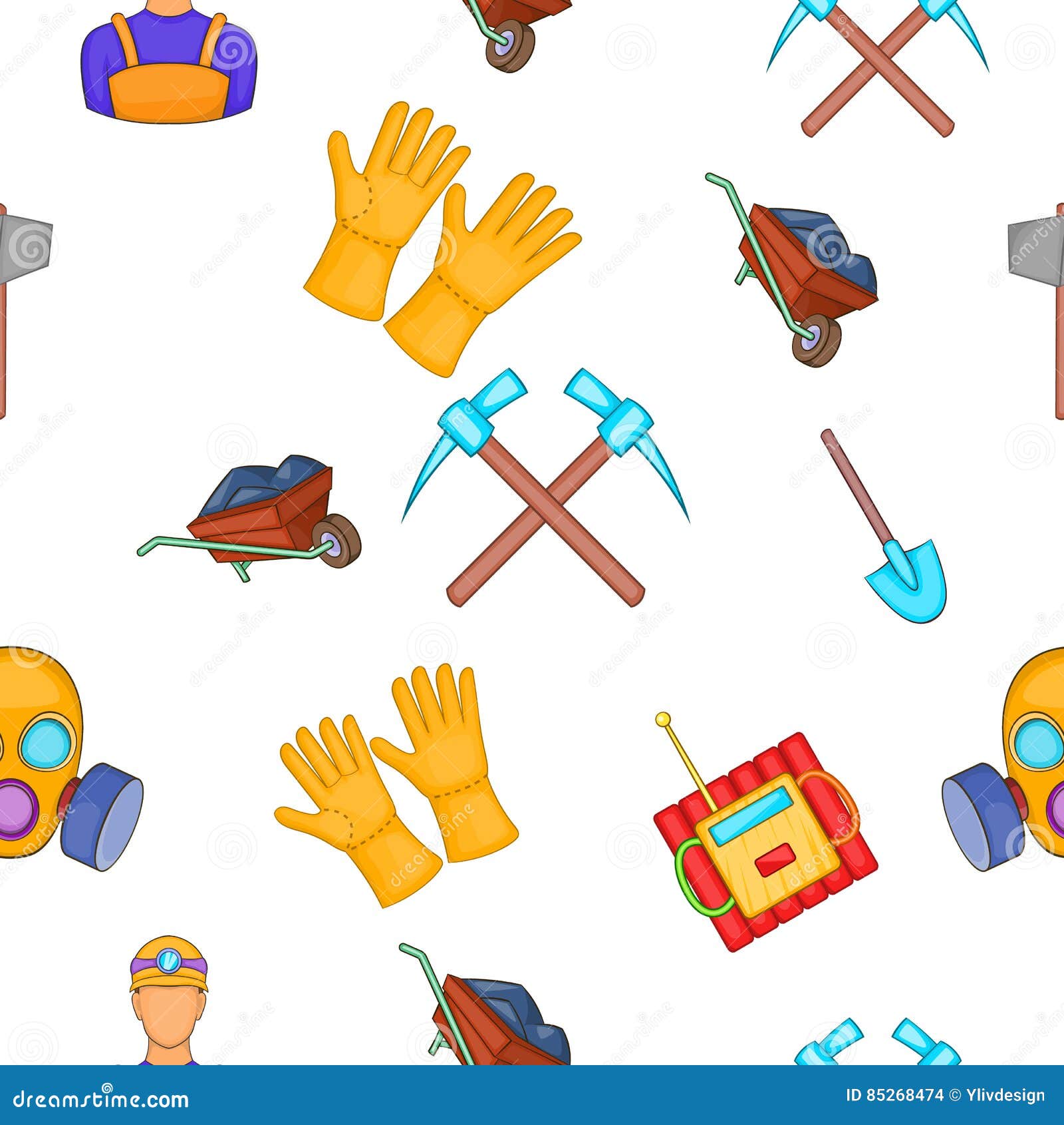 Coal Mining Pattern, Cartoon Style Stock Vector - Illustration of dirt ...