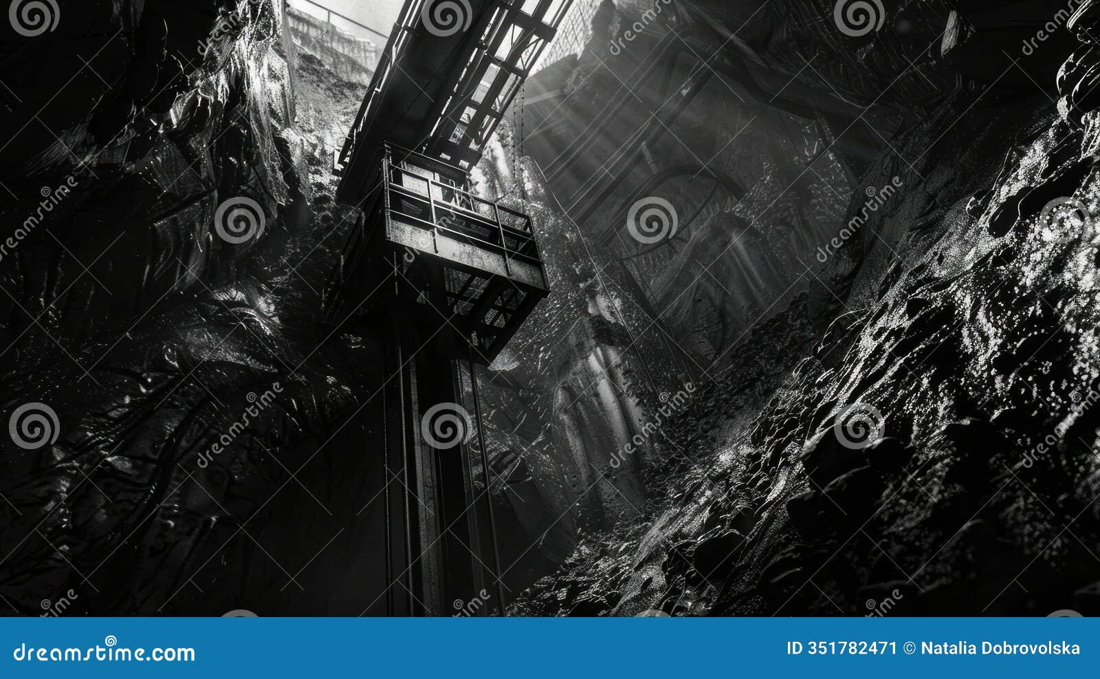 Coal Mining Process with Large Machinery and Workers in the Industrial ...