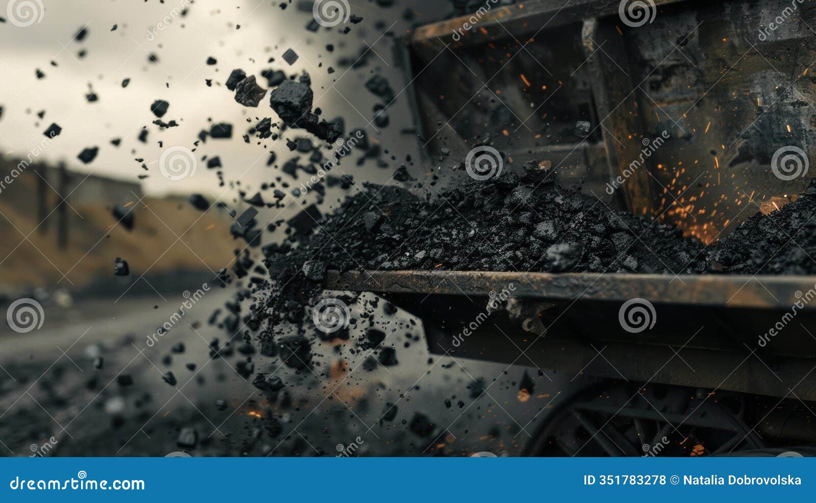 Coal Mining Process with Large Machinery and Workers in the Industrial ...