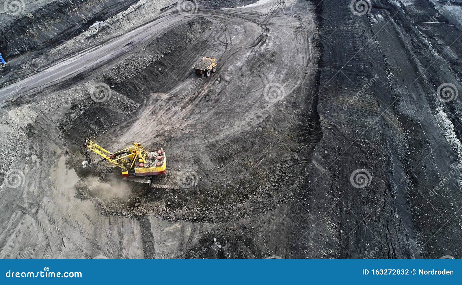 Coal Mining Quarry. Aerial View Stock Photo - Image of excavation ...