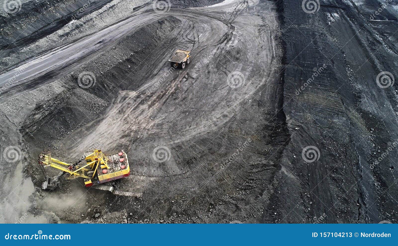 Coal Mining Quarry. Aerial View Stock Image - Image of industrial, gold ...