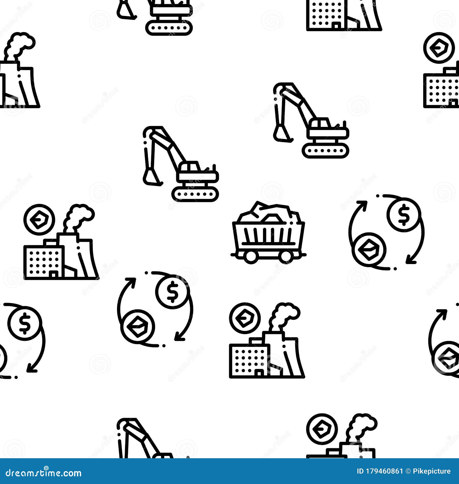Coal Mining Seamless Pattern Vector Stock Vector - Illustration of ...
